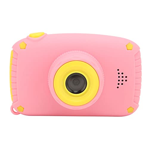 Kids Cartoon Camera, Front and Rear Dual Cameras Kids Camera Eco Friendly Multiple Fun Photo Frames ABS for Outdoor for 3‑10 Years Old Kids (Pink)