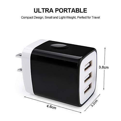 USB Plug Adapter, GiGreen 3-Multi Port USB Wall Charger Fast Charging Block Charger Box Compatible iPhone 14 13 Pro Max 12 SE 11 8 XS,Samsung Galaxy A23 5G S22 S21 FE A13 5G S10e S9 A52,Note21,Pixel 7