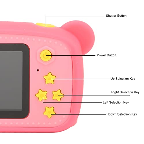 Kids Cartoon Camera, Front and Rear Dual Cameras Kids Camera Eco Friendly Multiple Fun Photo Frames ABS for Outdoor for 3‑10 Years Old Kids (Pink)