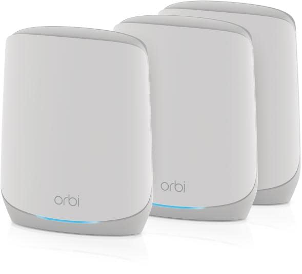 NETGEAR Orbi Tri-Band Wi-Fi 6 Mesh System RBK763S Router with 2 Satellite Extenders (Coverage up to 7,500 sq. ft, 75 Devices, AX5400 Up to 5.4Gbps)