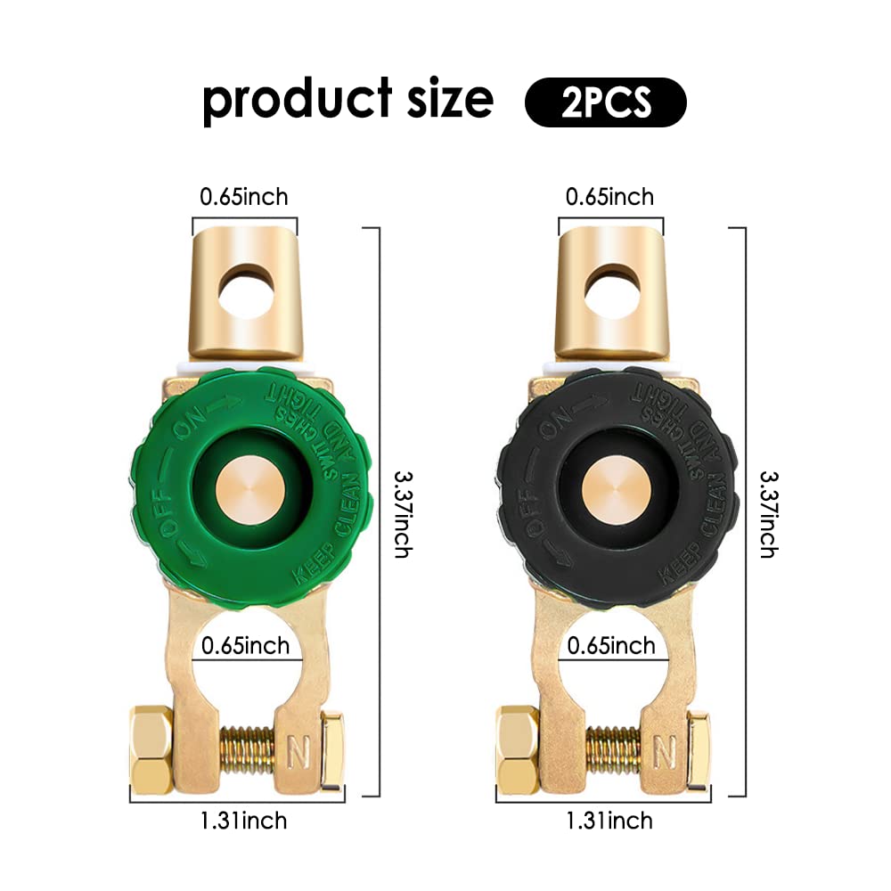 2PCS Quick Battery Disconnect Switch,125/300A Battery Disconnect Switch 12 V Disconnects Battery Power to Avoid Electrical Accidents,Battery Switch for 15-17 mm Negative Battery