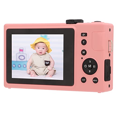 Kids Digital Camera, 16X Zoom Camera 1080P Fhd Vlogging Camera Micro Single Camera Portable Mirrorless Camera Digital Zoom 24Mp with 3In Lcd Display Monitor, Kids Gift for Travel Photography(pink)