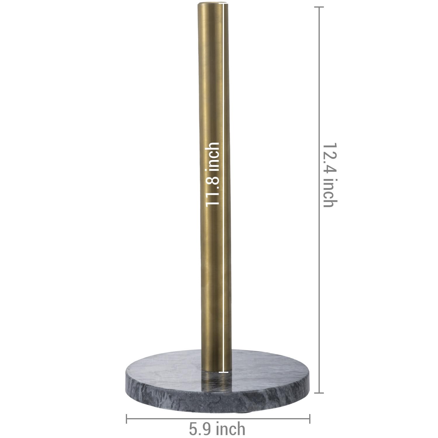 MyGift Modern Brass Paper Towel Holder for Counter with Black Marble Base, Kitchen Paper Towel Stand Holder for Standard and Large Size Rolls