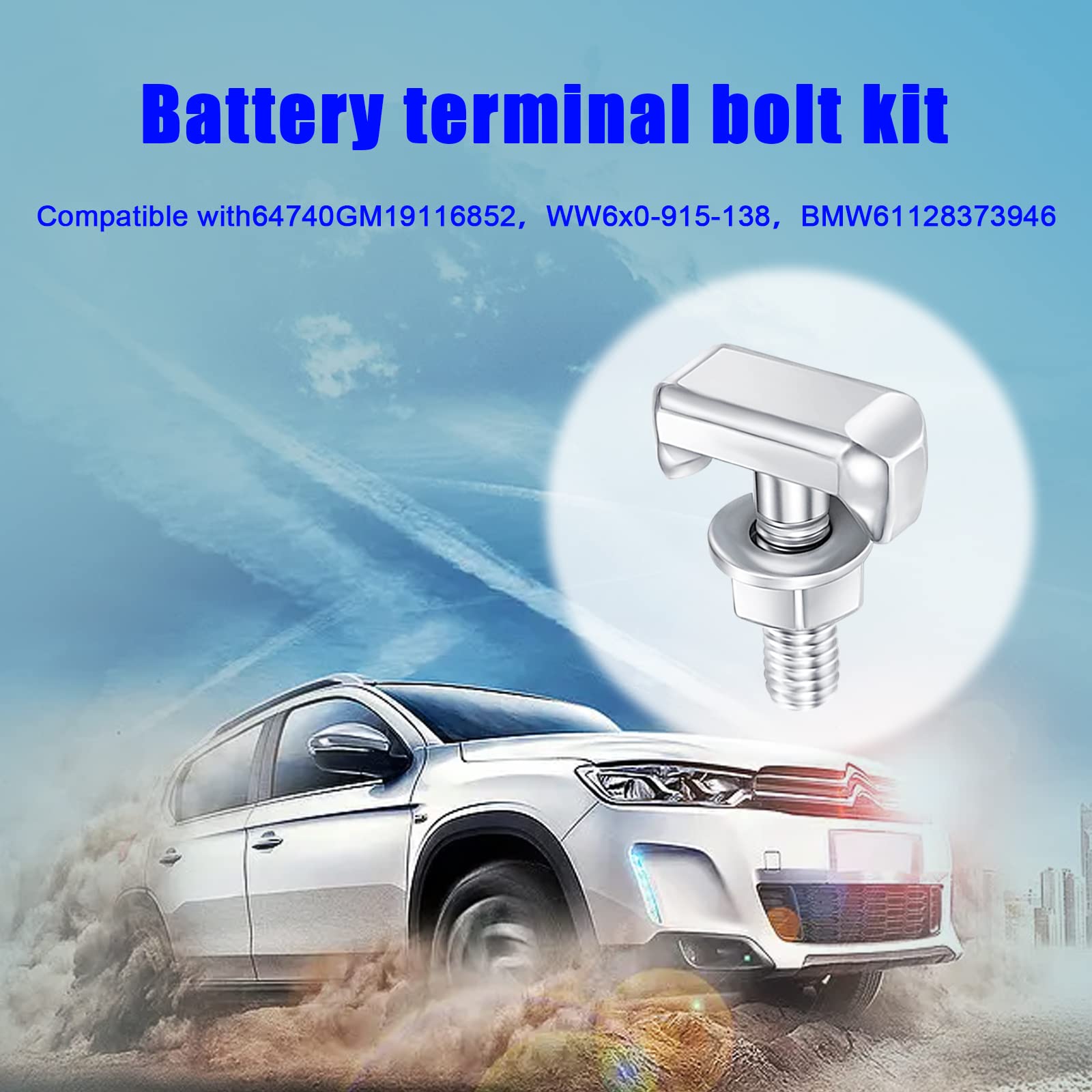 Sodcay 8 PCS Automotive Stainless Steel T-bolt, OEM#19116852 Cable Terminal T, Compatible with Chevy BMW GMC Volkswagen (Silver)