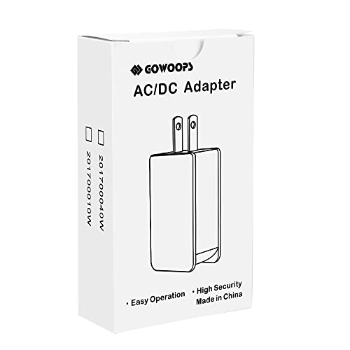 Gowoops Power Adapter 5V 2A + Micro USB Cable ON Off Switch White, Universal Travel Charger Power Supply USB Plug Cell Phone Block Cube Compatible with iPhone, iPad, Google Nexus, Samsung and More
