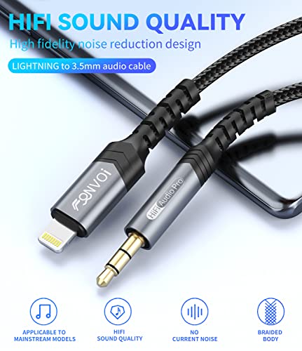 FONVOi AUX Cord for iPhone【Apple MFi Certified】 4 Feet Lighting to 3.5mm AUX Cord for Car,Compatible with iPhone 13/12/11/XR/ipad/ipod to car Stereo/Speaker/Headphone