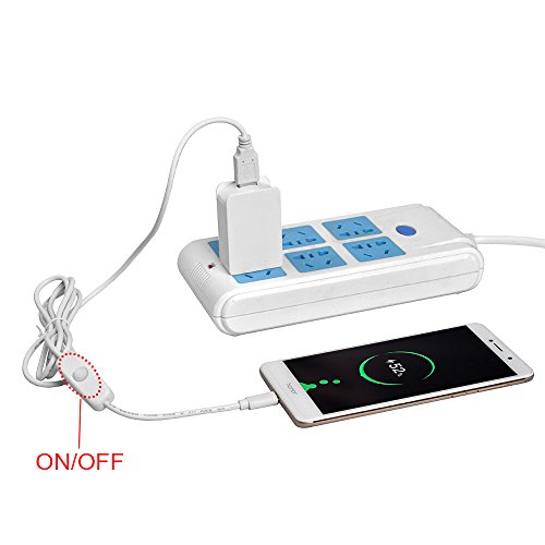 Gowoops Power Adapter 5V 2A + Micro USB Cable ON Off Switch White, Universal Travel Charger Power Supply USB Plug Cell Phone Block Cube Compatible with iPhone, iPad, Google Nexus, Samsung and More
