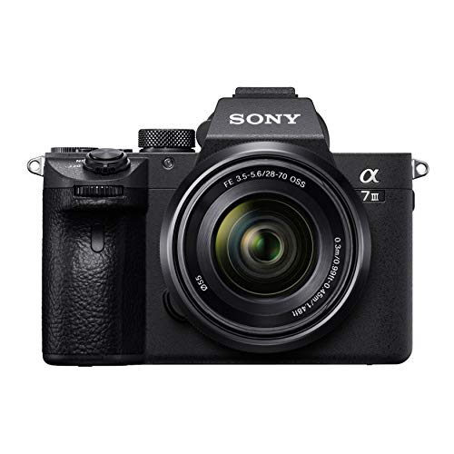 Sony Alpha a7 III Full Frame Mirrorless Camera with 28-70mm Lens with Single Set Microphone System, Memory Card, Rechargeable 2000mAh Battery (2-Pack) and Dual Charger, and Hard Case (5 Items)