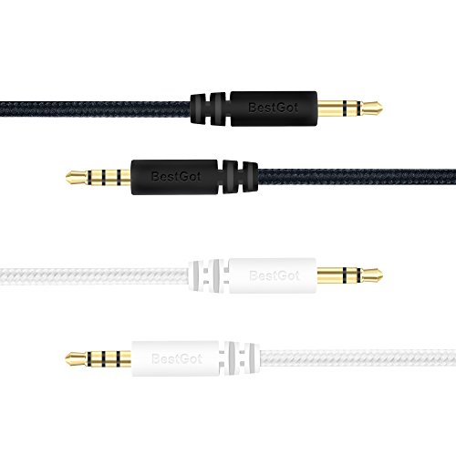 BESTGOT Audio Cable with Microphone Volume Control Aux Cord 3.5mm (4.3ft / 1.3m) for PS4 Controller, Headphones,Tablet,Computer, Laptop,Car,Mobile Phone and More (1-Pack Black)