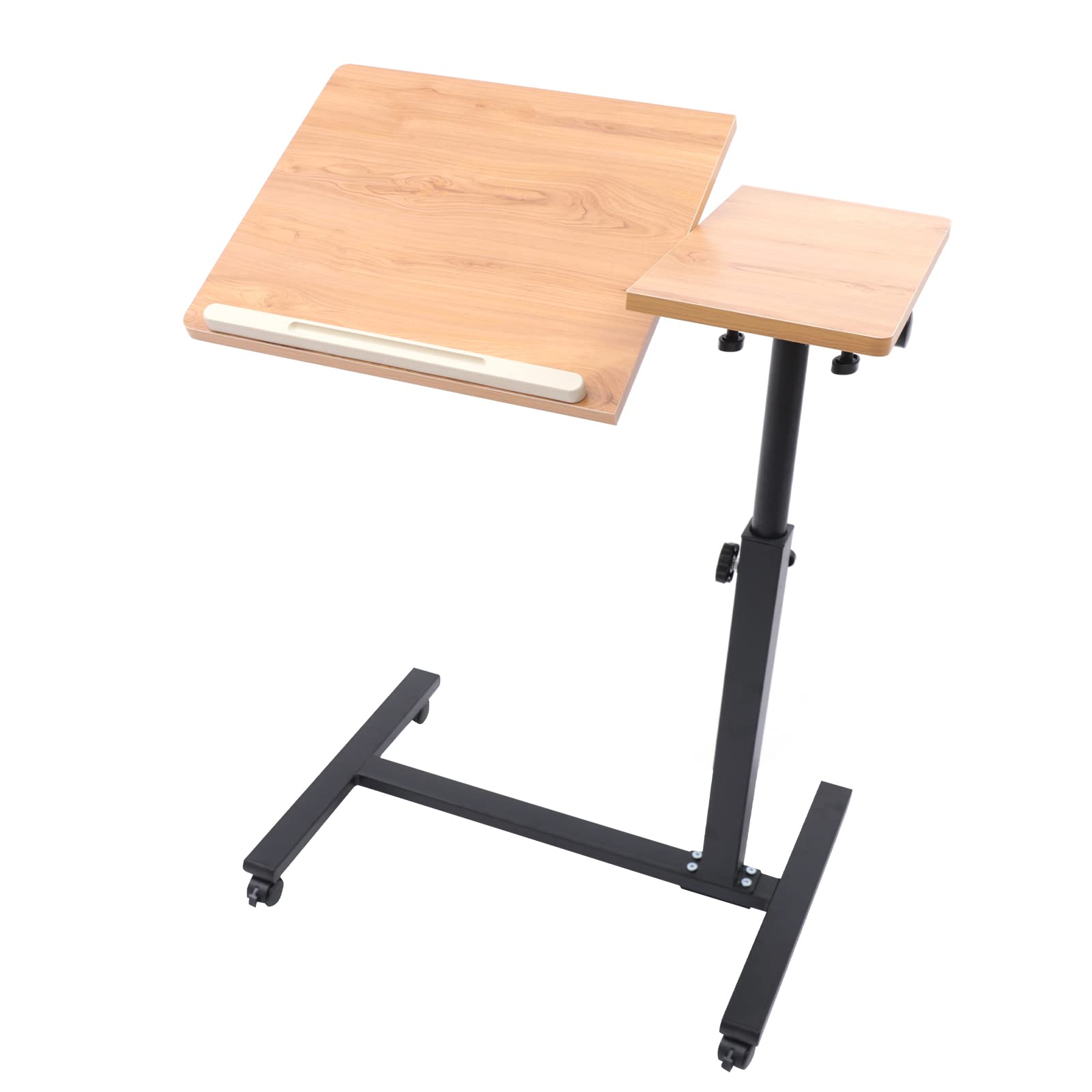 Fetcoi Rolling Laptop Desk, Desktop 360°Rotation Height Adjustable Laptop Table Laptop Cart Laptop Stand for Couch, Bed, Recliner, Chair, Standing