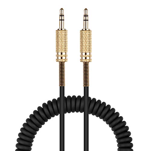 weishan Car Aux Cord, 3.5mm Coiled Male to Male Stereo Audio Cable Aux Cord Replacement for Alexa Dot, Headphones, Home Stereos, Speaker, iPhone, iPad, iPod, 2ft to 8ft Long