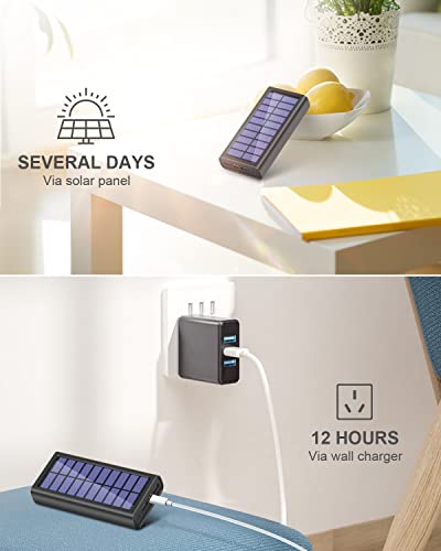 Portable Charger 45800mAh Solar Power Bank Camping Waterproof External Backup Charge with 2 Outputs & Type-C Inputs 2 LED Light Flashlight Backup Battery(Black)