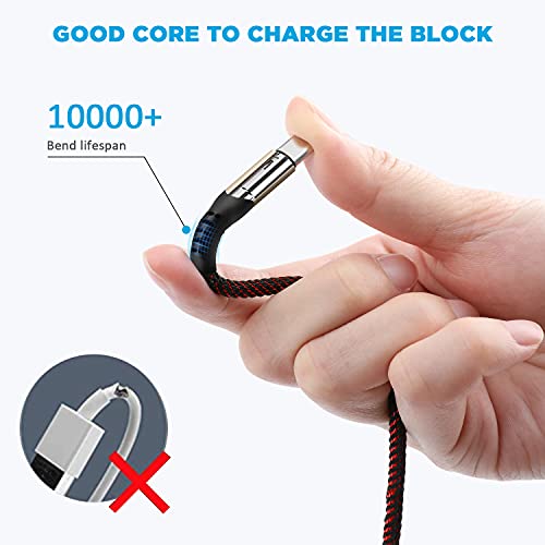 [ 2Pack 4FT] Multi Charging Cable Nylon Braided Universal 4 in 1 Multiple USB Cable Fast Charging ,With Dual Phone/USB-C/Micro-USB Port Adapter, Compatible with Cell Phones Tablets Universal Use