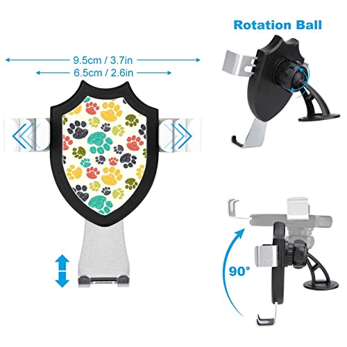 Colorful Doodle Paw Print Car Phone Holder Long Arm Suction Cup Phone Stand Universal Car Mount for Smartphones