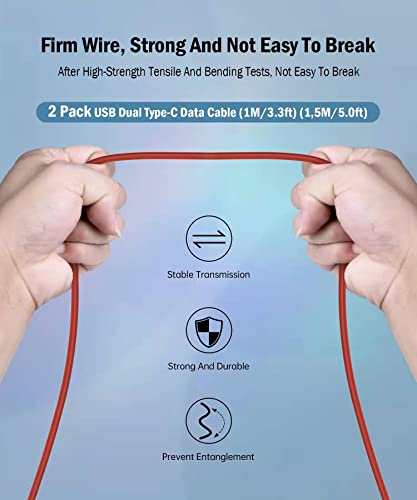 Oneplus Warp Charger for 9R/9/9 Pro, Oneplus Warp Charger 65w Set Compatible with 8 Pro/8T/8/7 Pro/7T/7T Pro, Include 65w Power Adapter, 2 Pack USB Dual Type-C Data Cable (1M/3.3ft) (1,5M/5.0ft)
