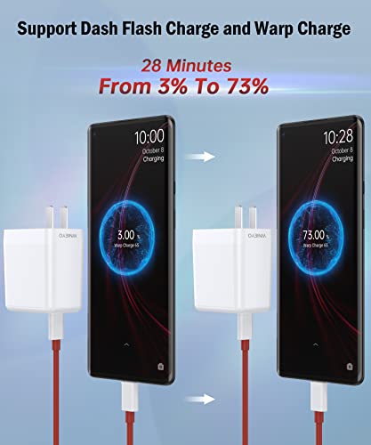 Oneplus Warp Charger for 9R/9/9 Pro, Oneplus Warp Charger 65w Set Compatible with 8 Pro/8T/8/7 Pro/7T/7T Pro, Include 65w Power Adapter, 2 Pack USB Dual Type-C Data Cable (1M/3.3ft) (1,5M/5.0ft)