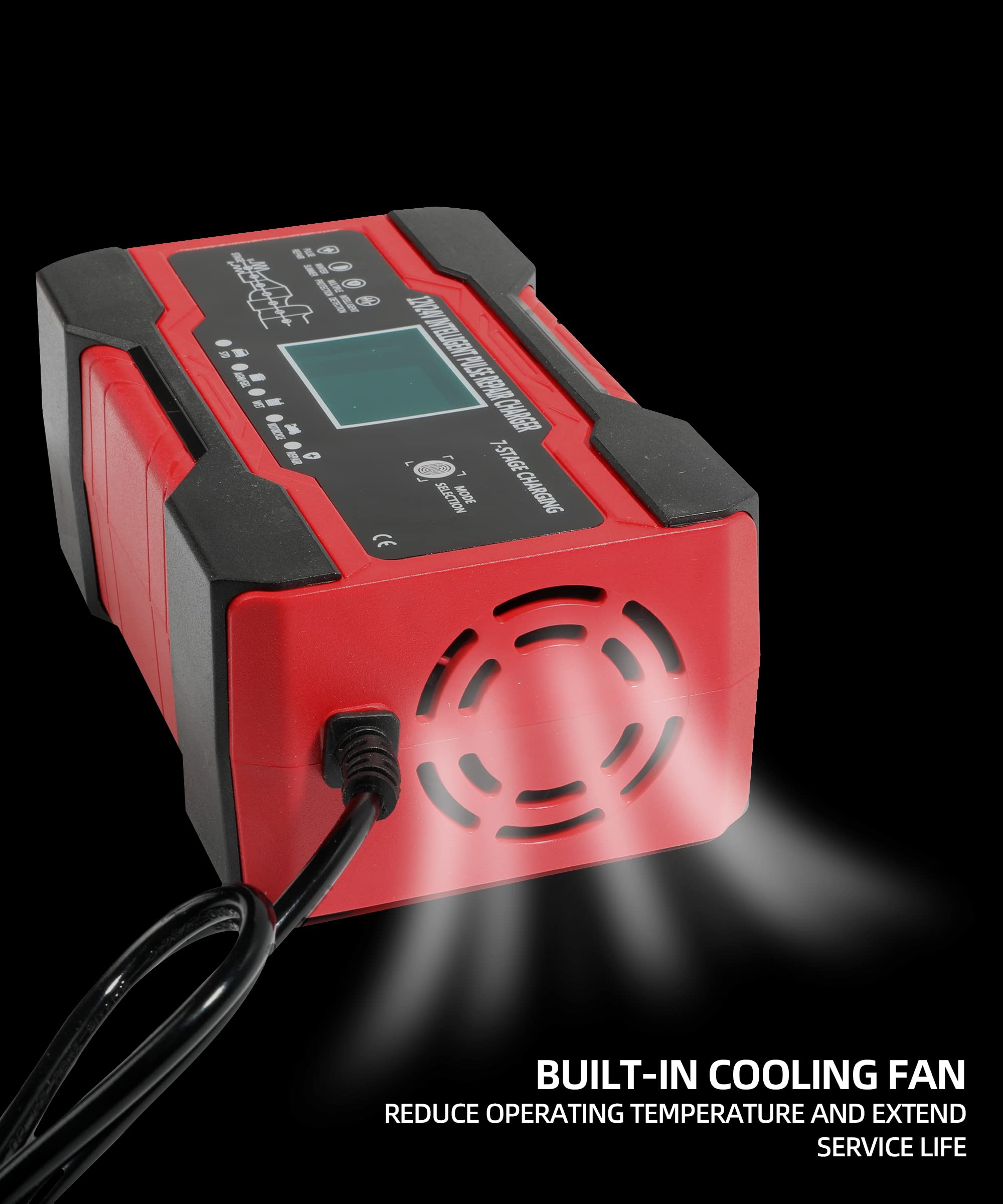AOCISKA 8-Amp Car Battery Charger,12V and 24V Fully Automatic Smart Battery Charger,Battery Desulfator with Temperature, Trickle Charger for Car Truck Motorcycle Lawn Mower Boat