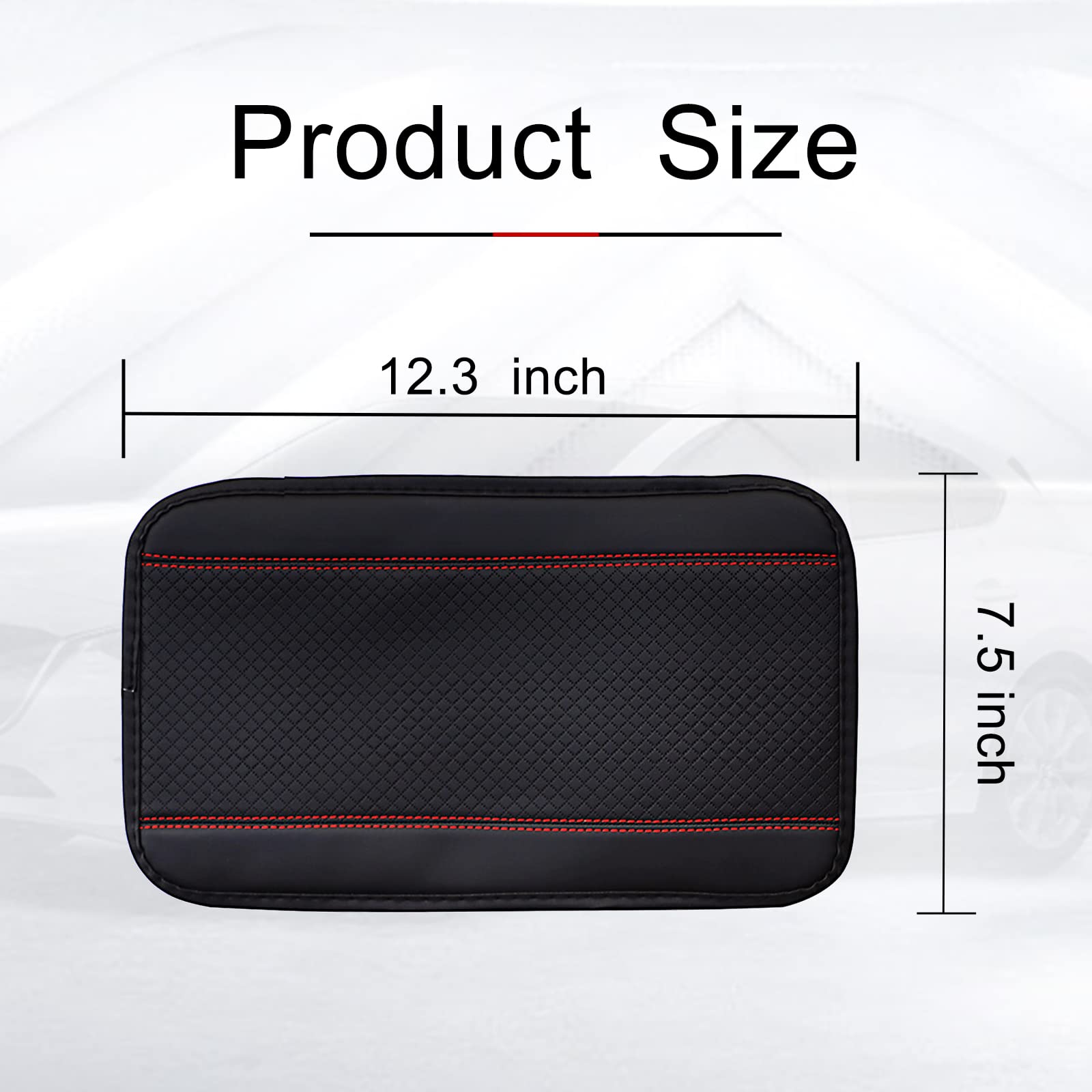 Miytsya Four Seasons Universal Armrest Box Mat, Fiber Leather Embossing, Waterproof, Car Armrest Seat Cover (Red)