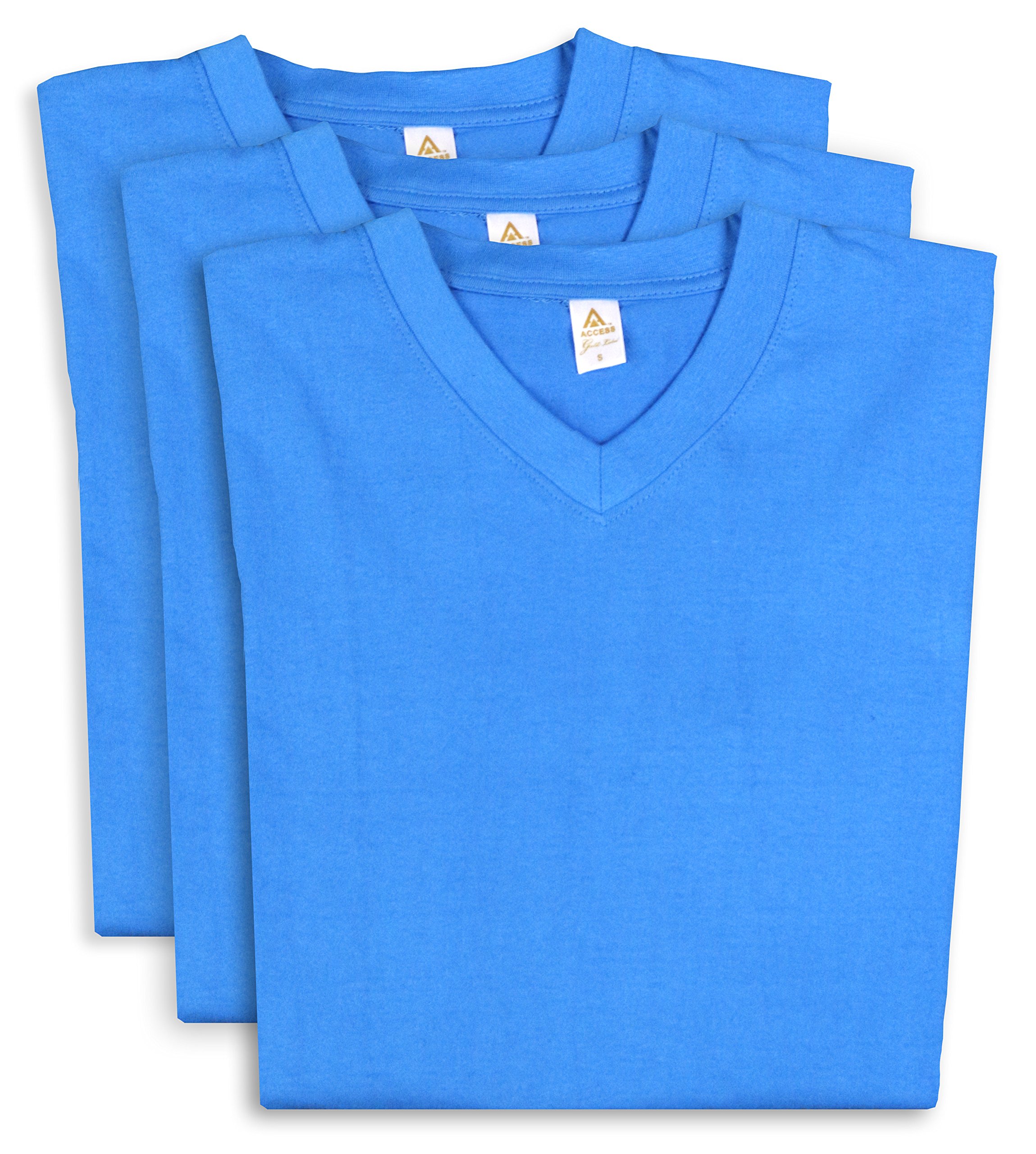 Access Men's Heavyweight Short Sleeve Cotton V-Neck T-Shirt (Pack of 3) (Aqua, X-Large)
