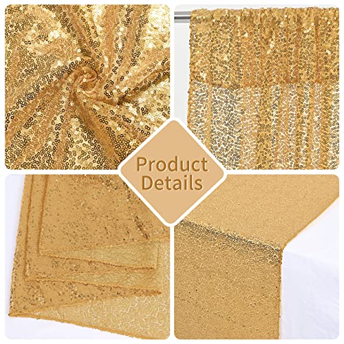 Sequin Backdrop Curtain 4 Panels 2ft x 8ft Wedding Ceremony Background Backdrop Glitter Shimmer Fabric Backdrop Drapes for Photography Props Wedding Arch Bridal Shower Home Decoration (Gold)