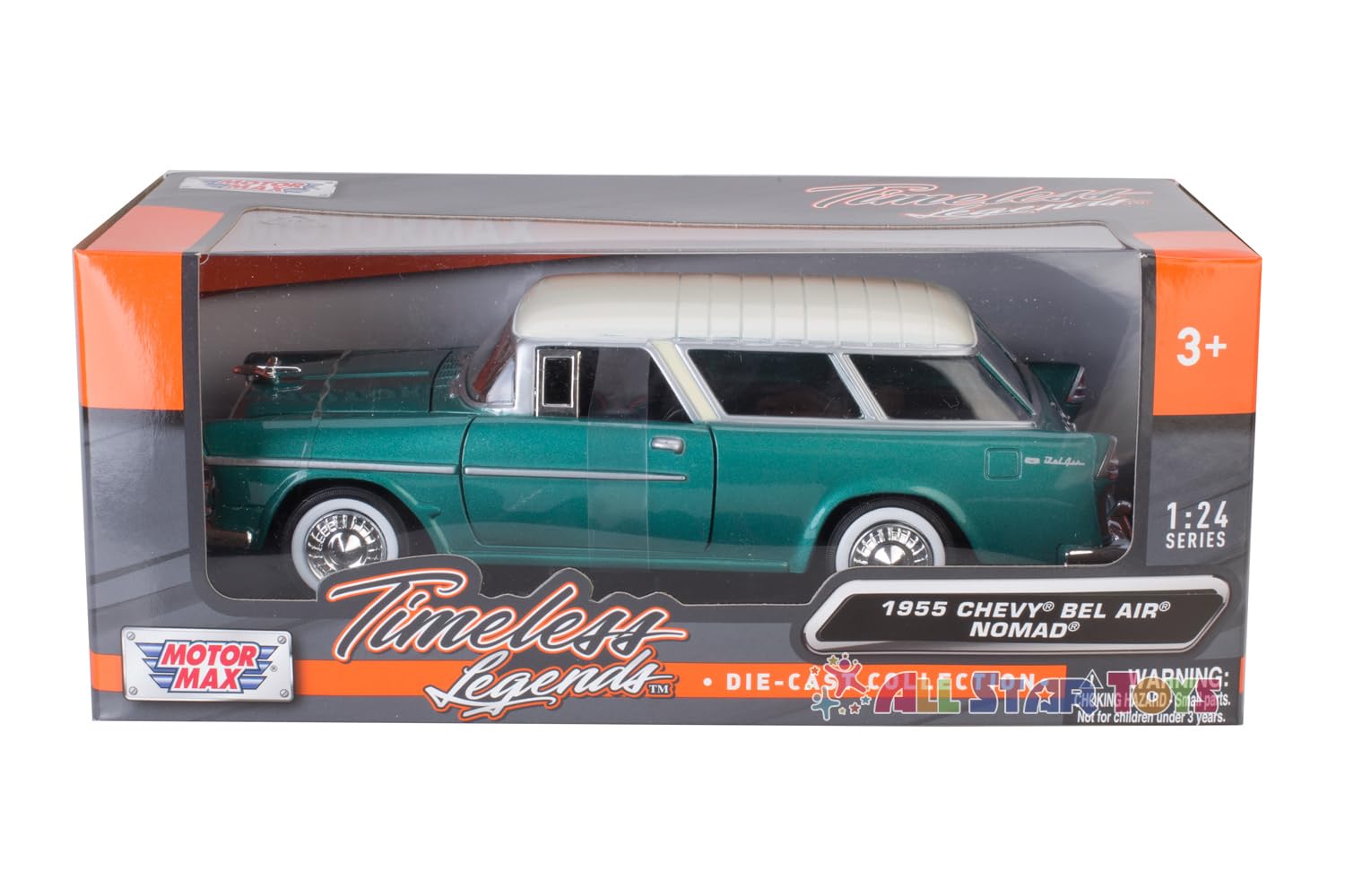 MOTORMAX 73248 1955 55 Chevy BEL AIR Nomad Wagon 1/24 DIECAST Green,#G14E6GE4R-GE 4-TEW6W206529