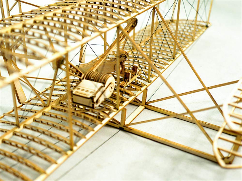 Balsa Wood Airplane Kits- Wright Brothers Flyer DIY Wooden Models Plane Construction Set, Laser Cut Aircraft Model Kit 3D Puzzles for Adults, Perfect Brain Teaser Jigsaw Puzzle for Home Decor