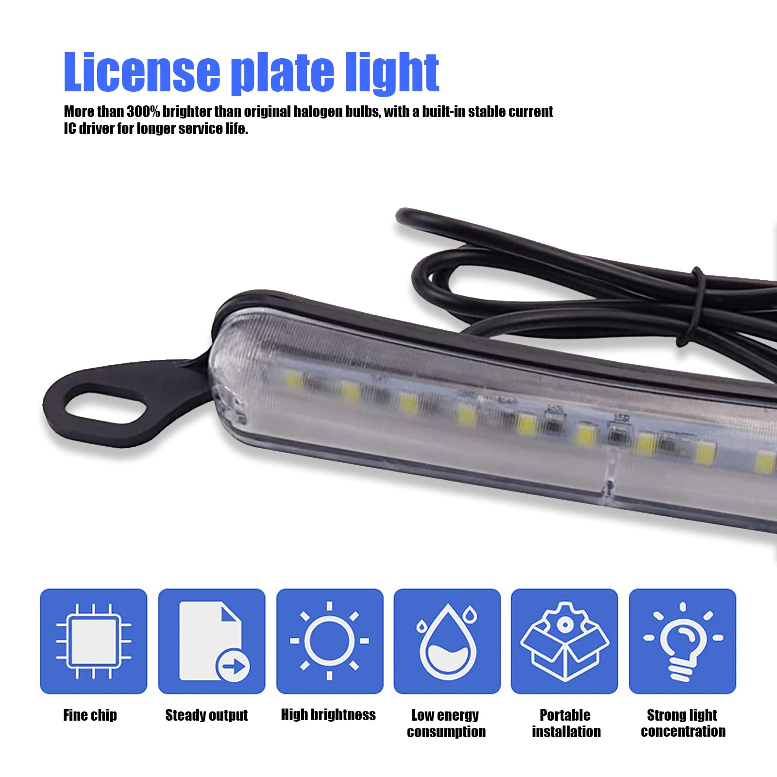 QODOLSI Pack-1 LED License Plate Light, Universal Car License Plate Light, Bright Running Light Reversing Lights LED License Plate Light (White)