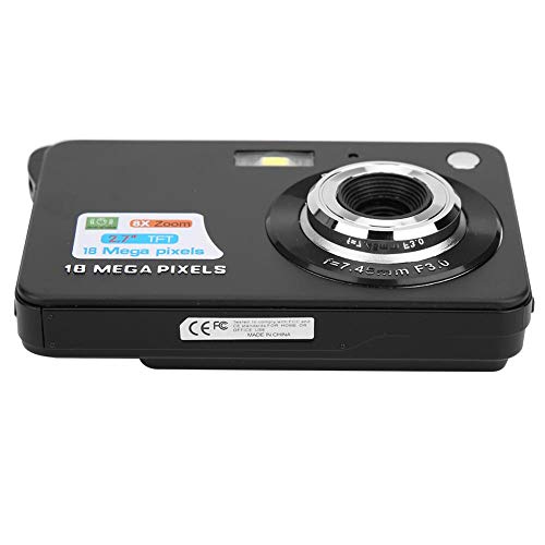 Digital Camera 8X Zoom Card Digital Camera 18 Mp 2.7in LCD Display Maximum Support 32gb Memory Card Built-in Microphone Selfie Camera for Boys and Girls(Black)