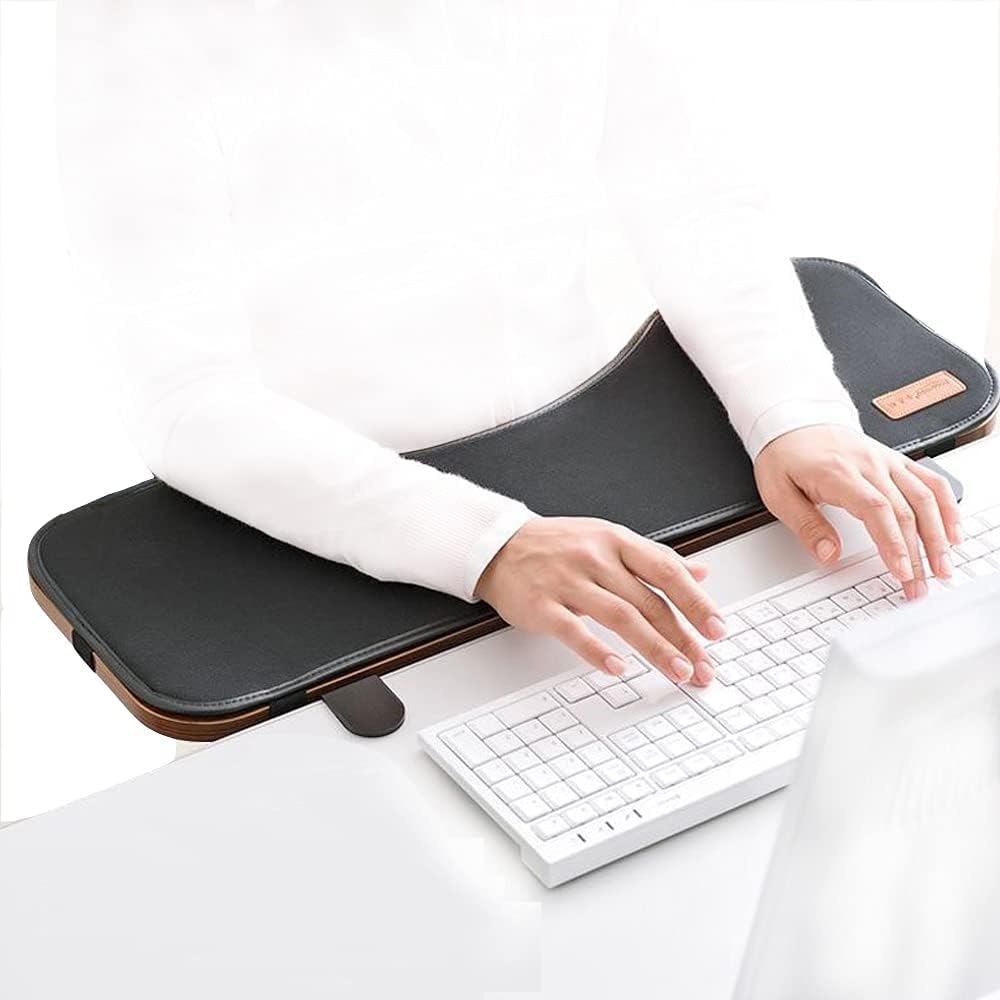FUZADEL Ergonomic Desk Extender Clamp On Desk Extension Forearm Arm Rest Office Adjustable Mouse and Keyboard Tray Tilted Table Mount Armrest Shelf Stand Computer Elbow Arm Support Pad Under Desk