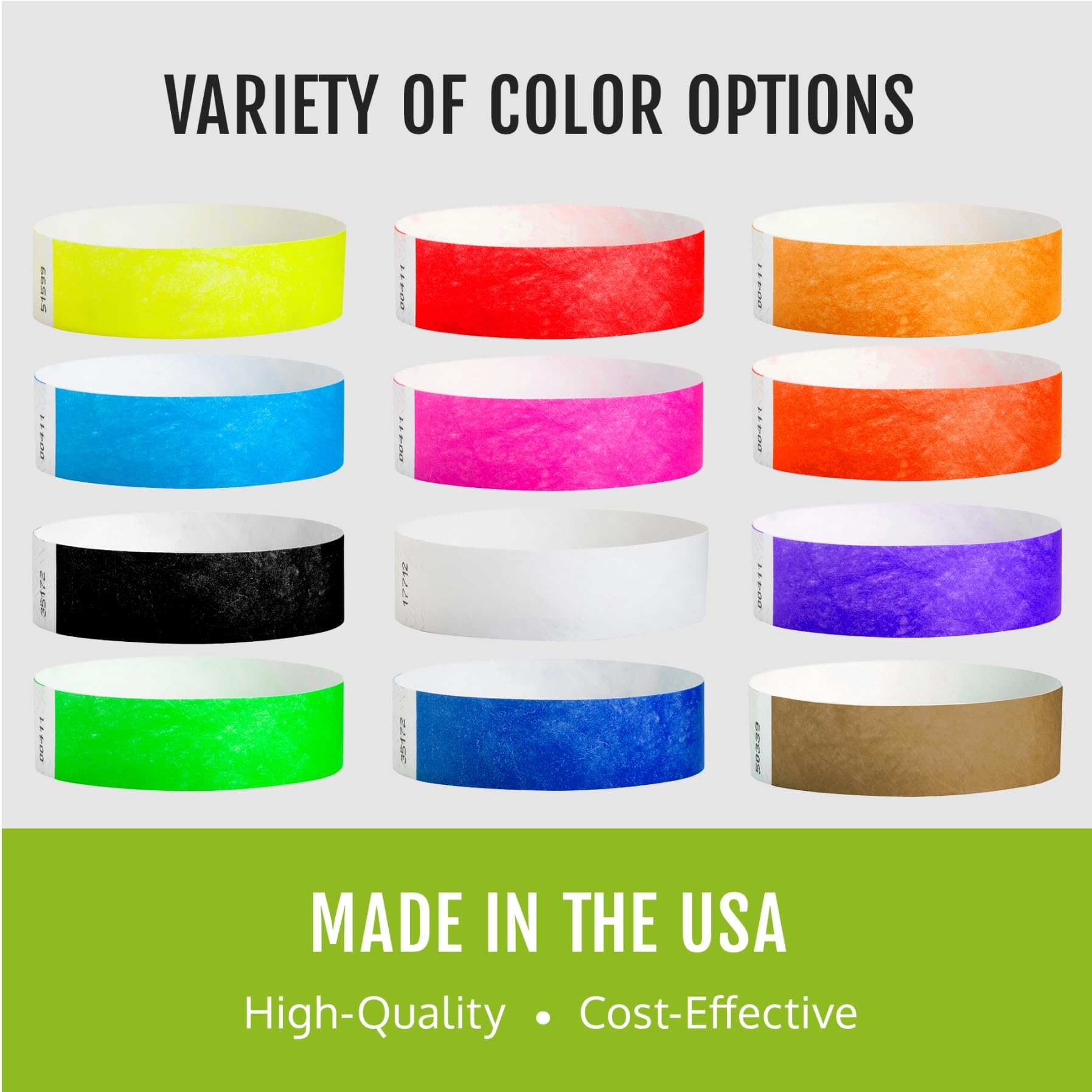Custom 3/4 inch Tyvek Wristbands for Events - Text Personalized (Paper-Like) Bracelets