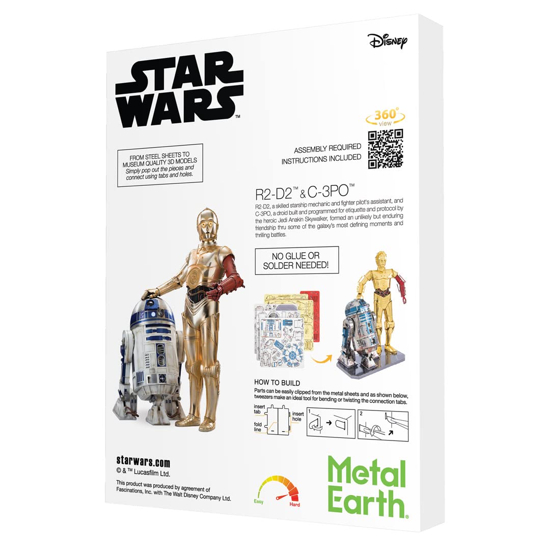 Fascinations Metal Earth Star Wars R2-D2 and C-3PO 3D Metal Model Kit Box Set