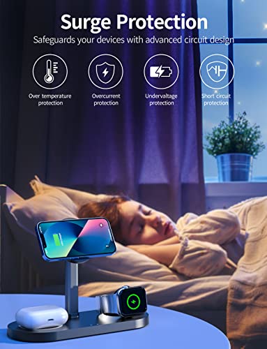 Magnetic Wireless Charging Station, Bototek Wireless Charger 3 in 1, 15W Fast Charger Stand + 20W USB C Power Adapter, for iPhone 13,12 Pro Max/Pro/Mini, iWatch 7/6/SE/5/4/3/2,AirPods 2/Pro/3