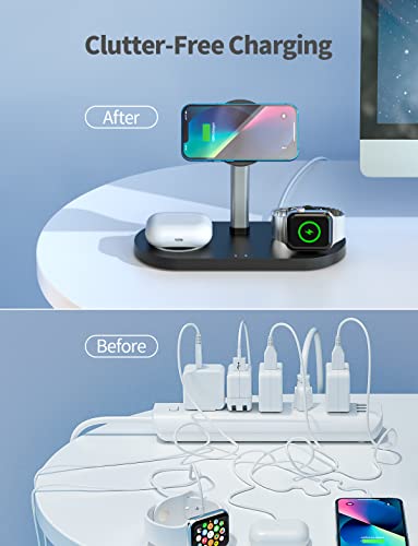 Magnetic Wireless Charging Station, Bototek Wireless Charger 3 in 1, 15W Fast Charger Stand + 20W USB C Power Adapter, for iPhone 13,12 Pro Max/Pro/Mini, iWatch 7/6/SE/5/4/3/2,AirPods 2/Pro/3