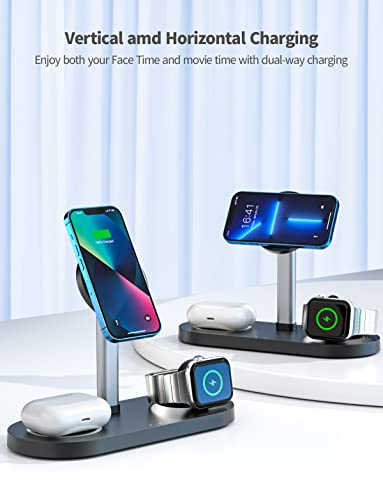 Magnetic Wireless Charging Station, Bototek Wireless Charger 3 in 1, 15W Fast Charger Stand + 20W USB C Power Adapter, for iPhone 13,12 Pro Max/Pro/Mini, iWatch 7/6/SE/5/4/3/2,AirPods 2/Pro/3