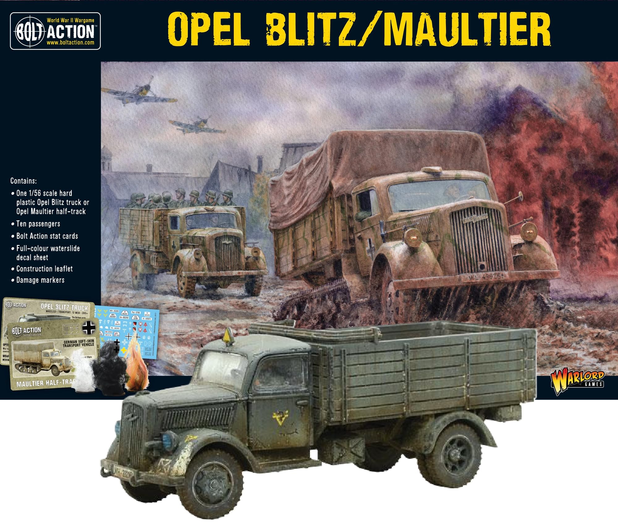 Bolt Action Opel Blitz/Maultier Truck 1:56 WWII Military Wargaming Plastic Model Kit