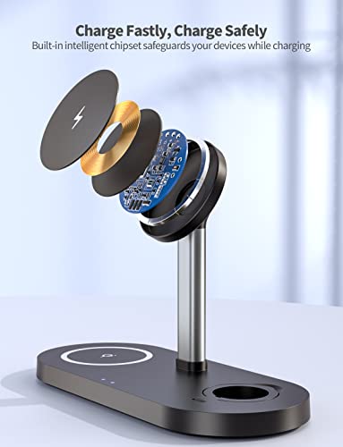 Magnetic Wireless Charging Station, Bototek Wireless Charger 3 in 1, 15W Fast Charger Stand + 20W USB C Power Adapter, for iPhone 13,12 Pro Max/Pro/Mini, iWatch 7/6/SE/5/4/3/2,AirPods 2/Pro/3