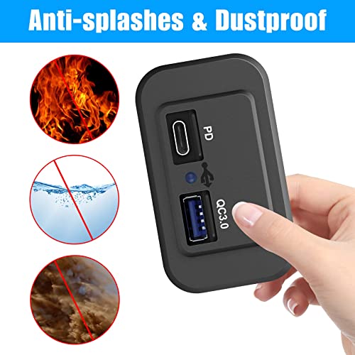 2PCS 12V USB Outlet, Dual Quick Charge 3.0 12V Socket USB Charger & PD Type-C (USB C), 12V 24V USB Charger Waterproof Power Socket Adapter Car Charger Adapter for RV Marine Motorcycle Truck Golf Cart
