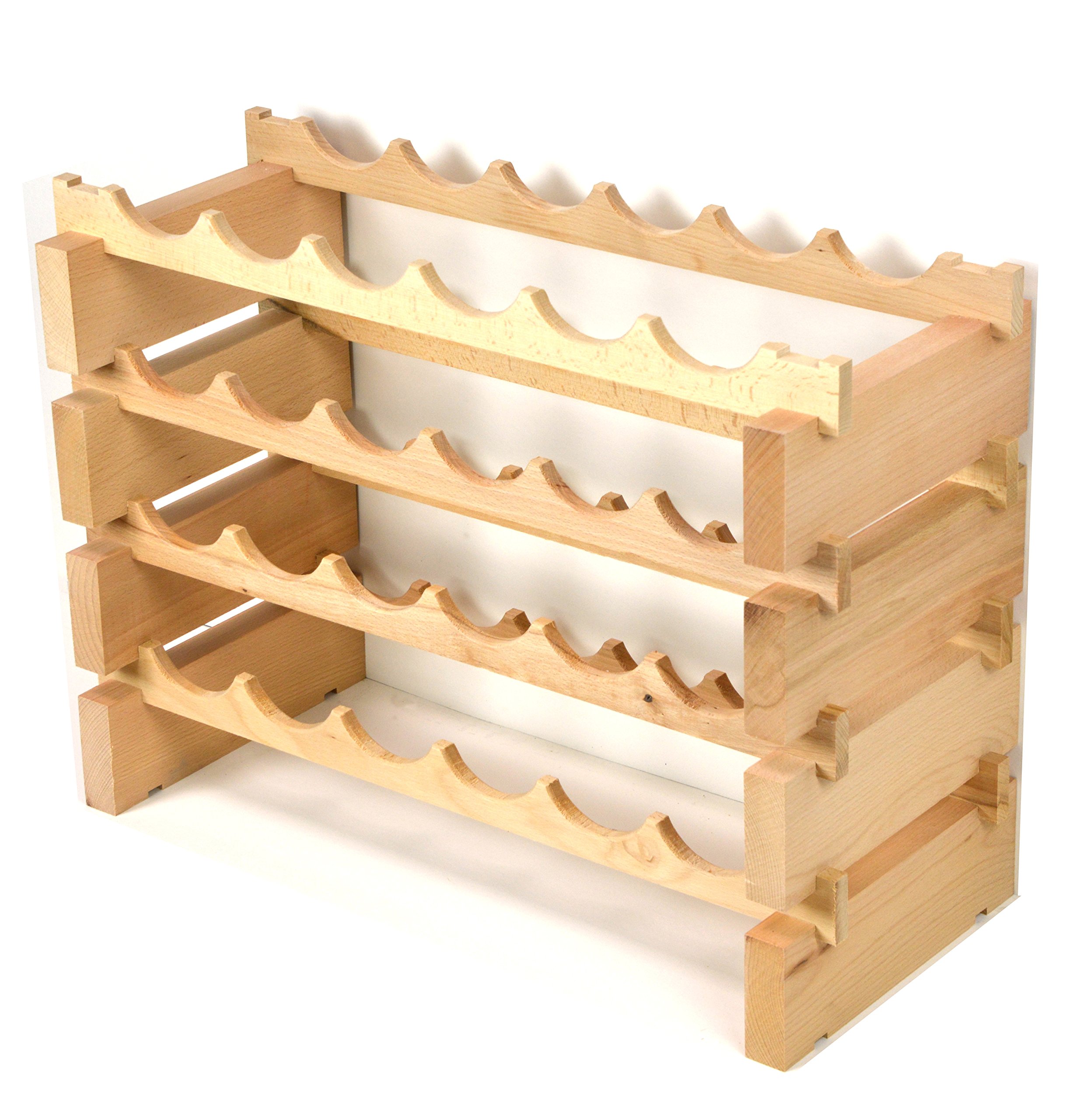 sfDisplay.com,LLC. Modular Wine Rack Beechwood 24-72 Bottle Capacity 6 Bottles Across up to 12 Rows Newest Improved Model (24 Bottles - 4 Rows)