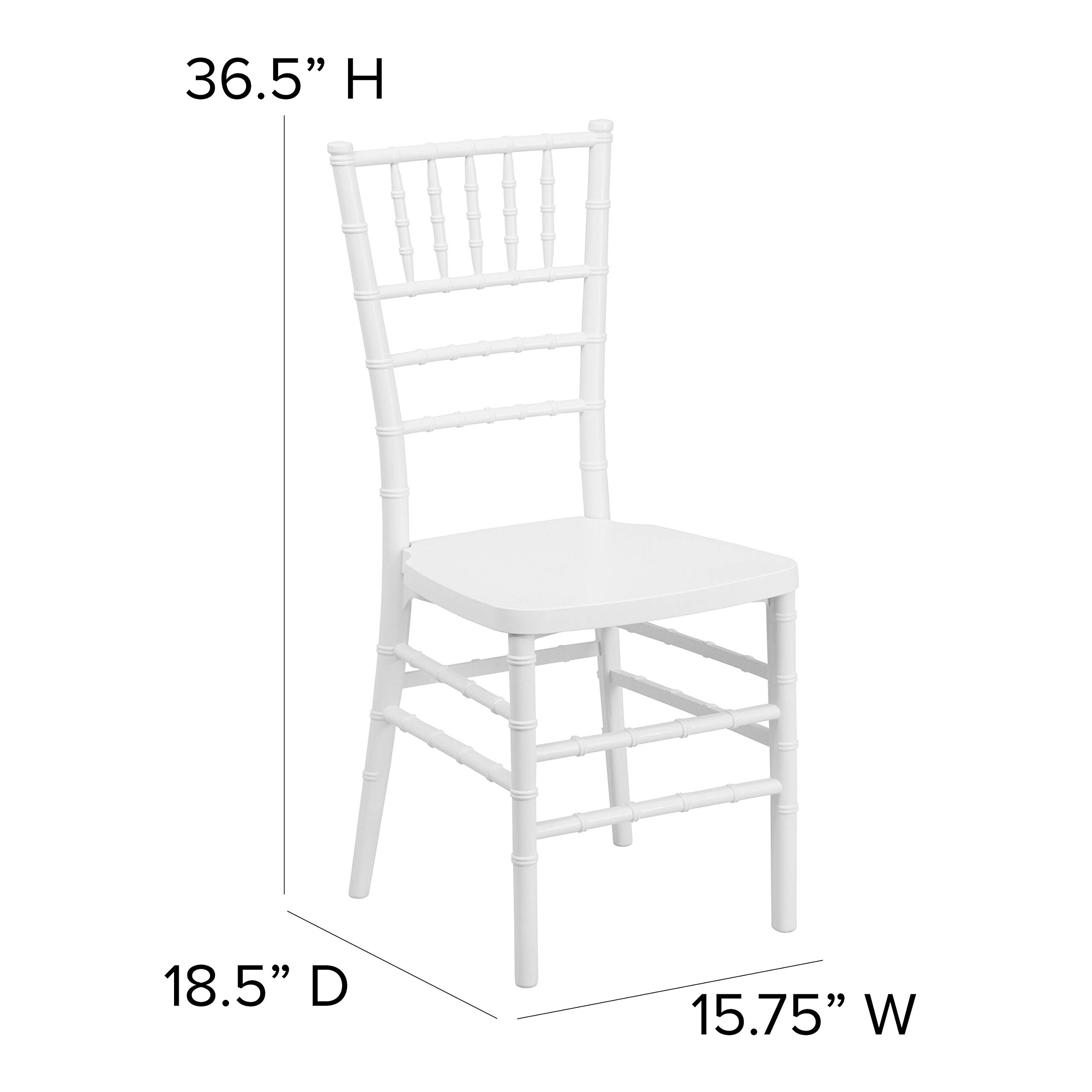 EMMA + OLIVER White Resin Stacking Chiavari Chair