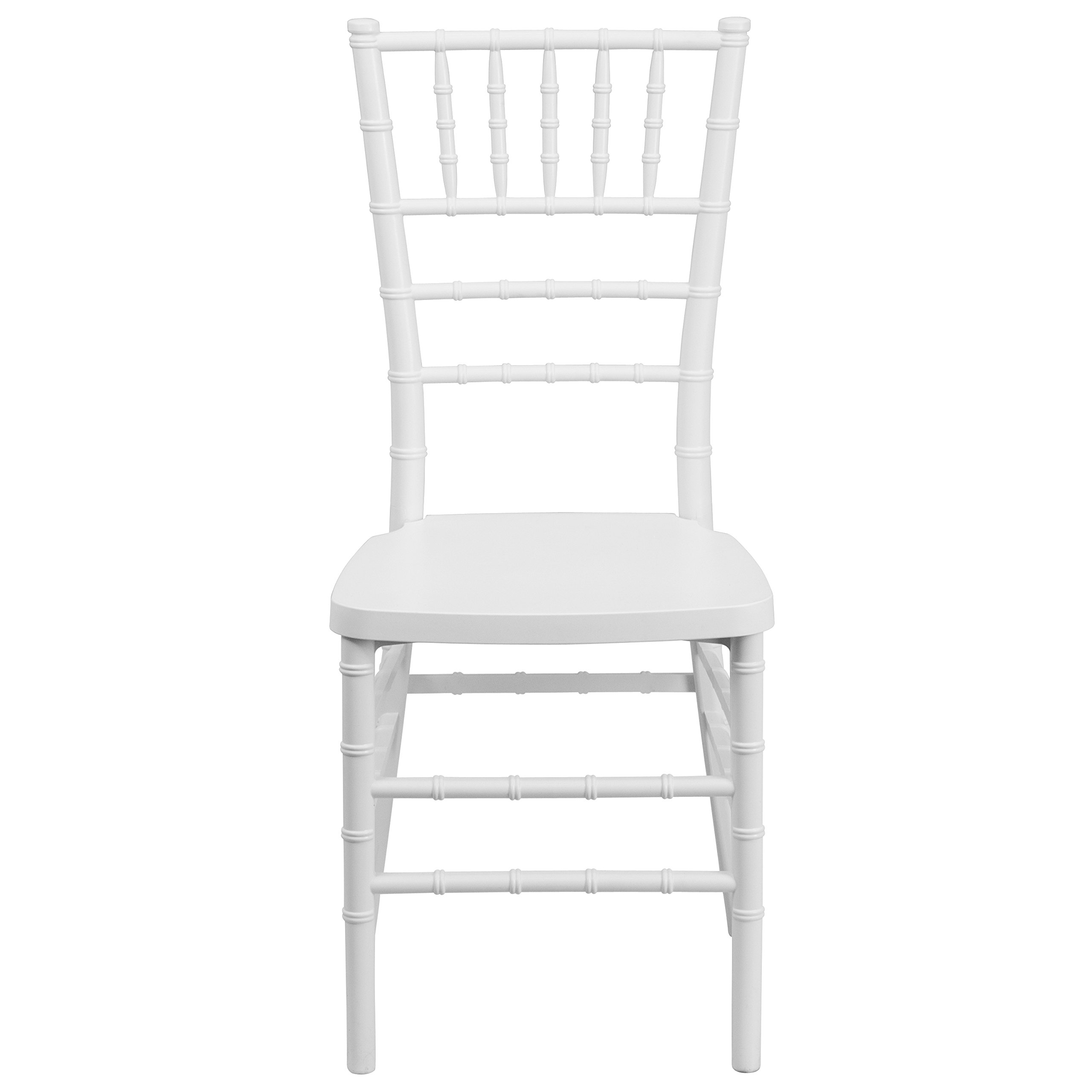 EMMA + OLIVER White Resin Stacking Chiavari Chair