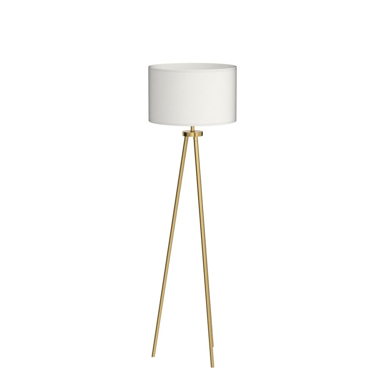 Alldio Tripod Floor Lamps for Living Room, Modern Standing Lamp with Drum Shade, Simple Industrial Tall Lamp, 9W LED Bulb Included - Brass