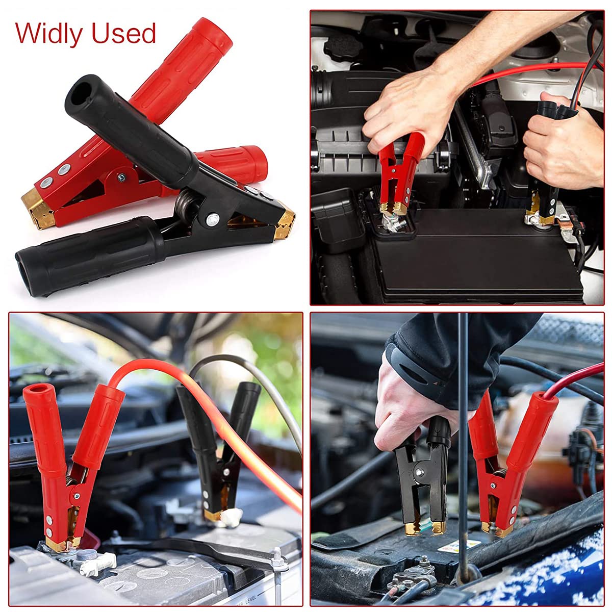 Moioee 2PCS Crocodile Clamps, 500/1000A Pure Copper Jumper Cables Clamp, Heavy Duty Car Battery Charger Alligator Clips, Power Replacement Battery Welding Machine Clamps, Auto Supplies