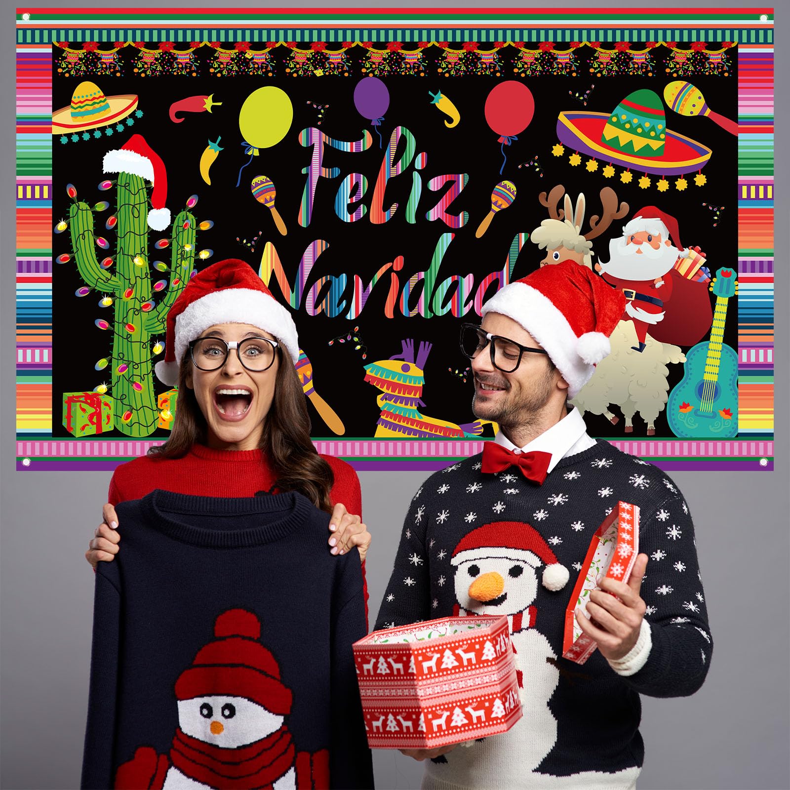 Feliz Navidad Decorations Feliz Navidad Backdrop for Photography Mexican Christmas Banner Christmas Decorations and Supplies for Home Party-71×43''