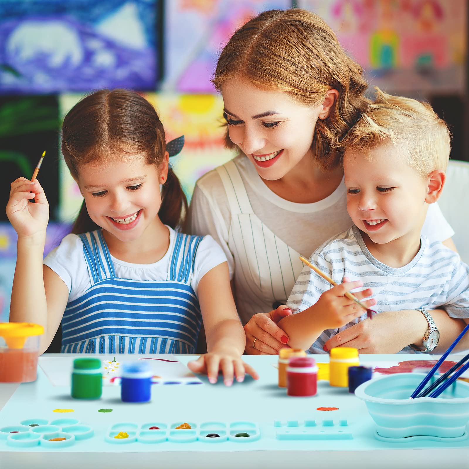 Silicone Craft Mat, Silicone Painting Mat for Resin Casting, 20"x16" Silicone Artist Mat with Cup for Painting, Craft, Watercolour, Clay and DIY