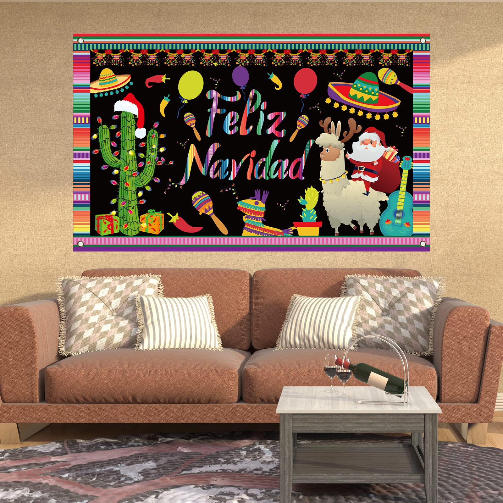 Feliz Navidad Decorations Feliz Navidad Backdrop for Photography Mexican Christmas Banner Christmas Decorations and Supplies for Home Party-71×43''