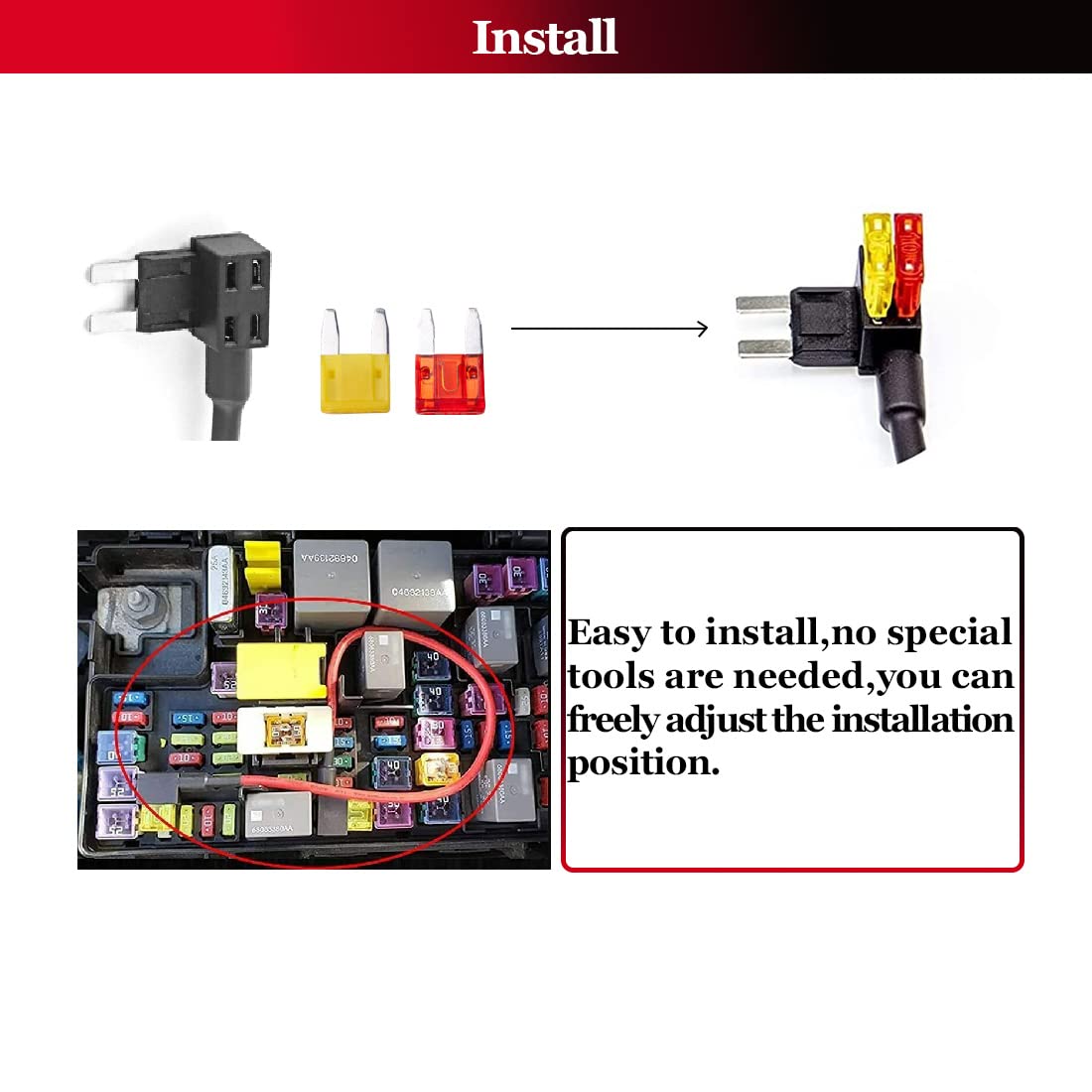 Gtpartes Red TIPM Repair Fuel Pump Relay Bypass Cable Fit for 2007-2016 Dodge Ram 1500 2500 3500 14AWG WIRE/20AMPS