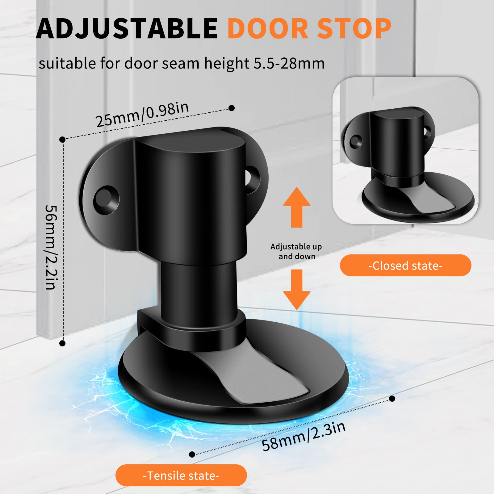 DQGM Magnetic door stoppers, Adjustable door stopper, Invisible Door Stop for Home, Invisible doorstops are great for homes or schools with babies/elderly prevent accidental tripping injuries.