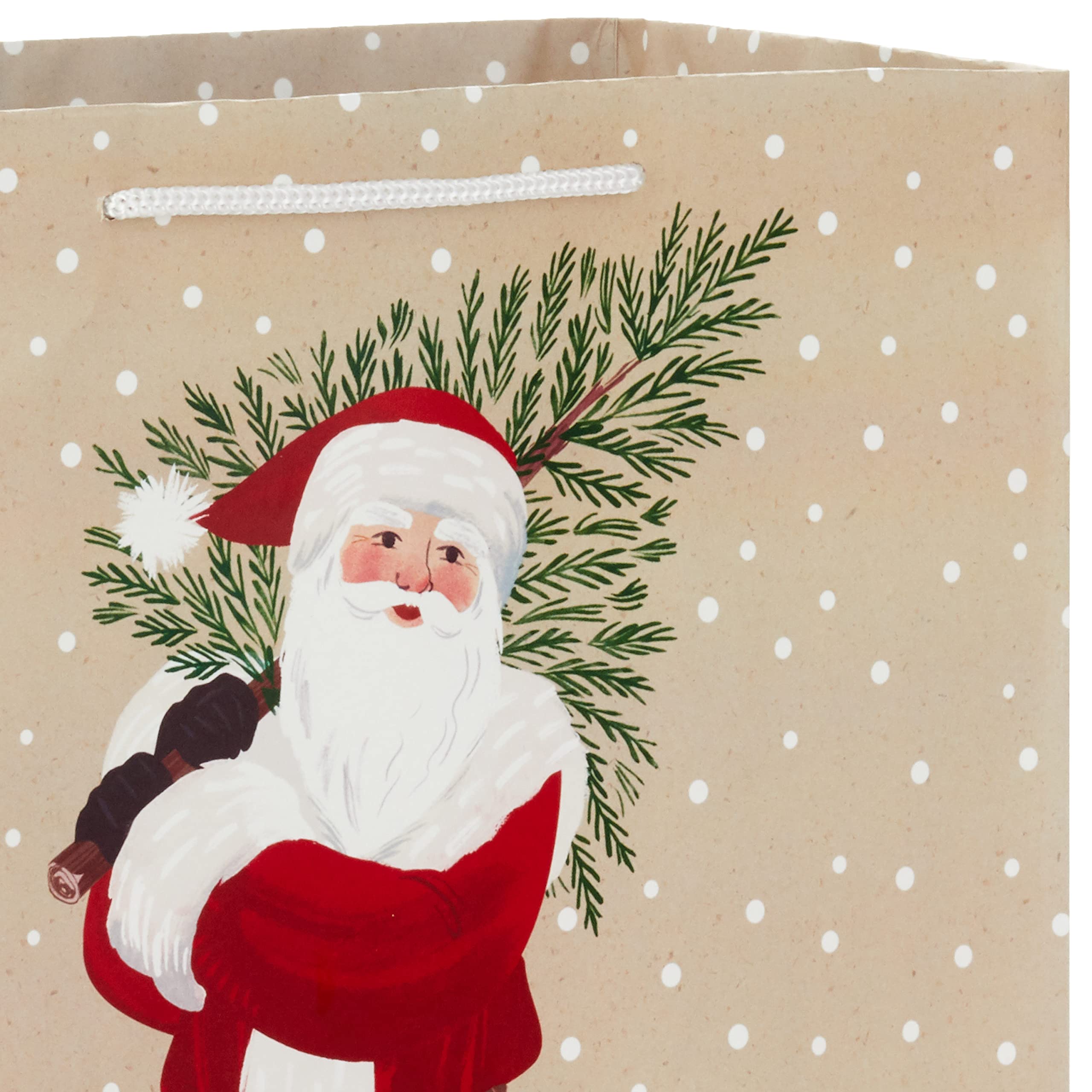 Hallmark 13" Large Christmas Gift Bag Bundle (3 Bags: "Joy" Wreath on Gray, Rustic Santa with Tree, "Happy Holidays" on Red) for Friends, Family, Teachers, Coworkers
