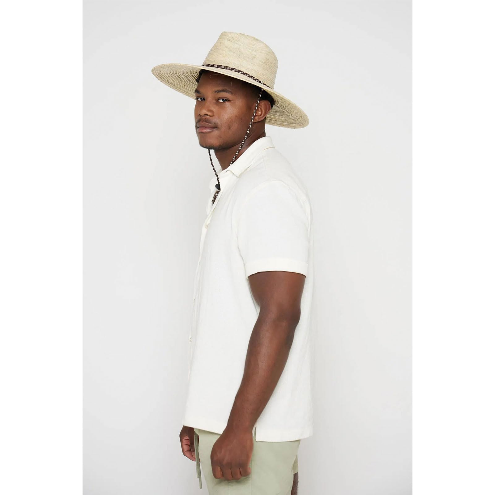 Peter Grimm Unisex Orbi Lifeguard Packable Summer Palmilla Straw Western Cowboy Hat with 4.5" Brim & Chin Cord, Natural, One Size