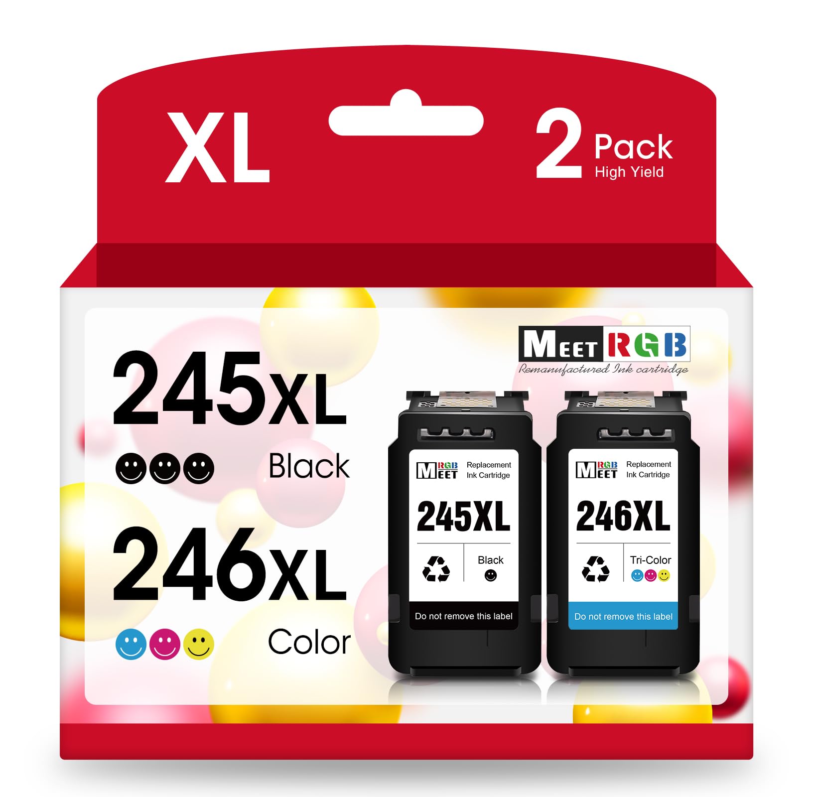 MeetRGB remanufactured Replacement for 245XL and 246XL Ink Cartridge Canon PG-245 CL-246 for Pixma iP2820 MX490 MX492 MG2520 MG2920 MG3029 MG3020 MG2420 TS3420 TS3120 TS3129 TS3320 TS3329 TR4520 MX492